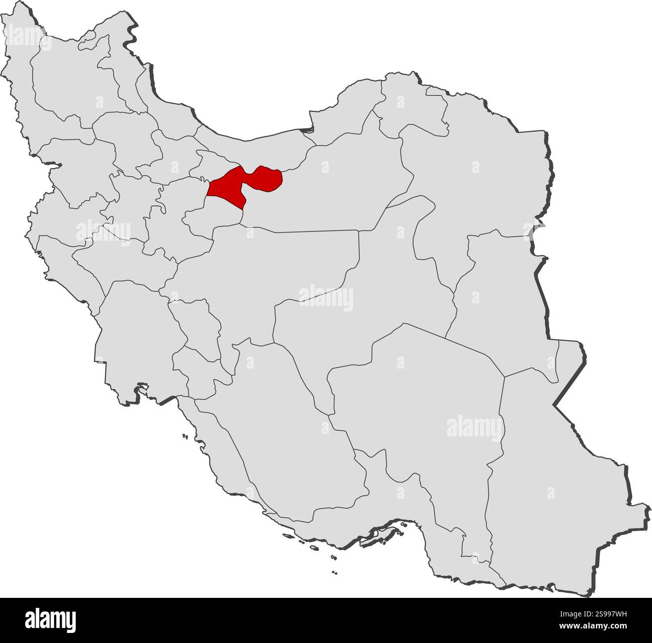 Map of Iran with the provinces, Tehran is highlighted Stock Vector ...