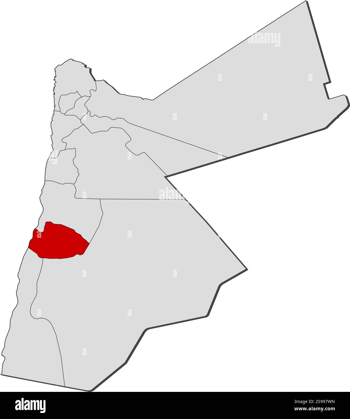 Map of Jordan with the provinces, Tafilah is highlighted Stock Vector ...