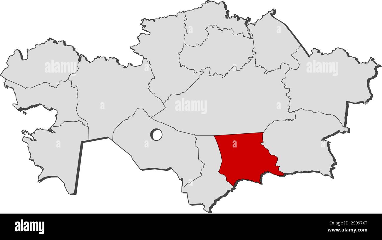 Map of Kazakhstan with the provinces, Jambyl is highlighted Stock ...