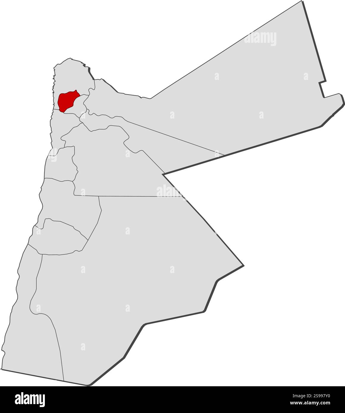 Map of Jordan with the provinces, Ajloun is highlighted Stock Vector ...