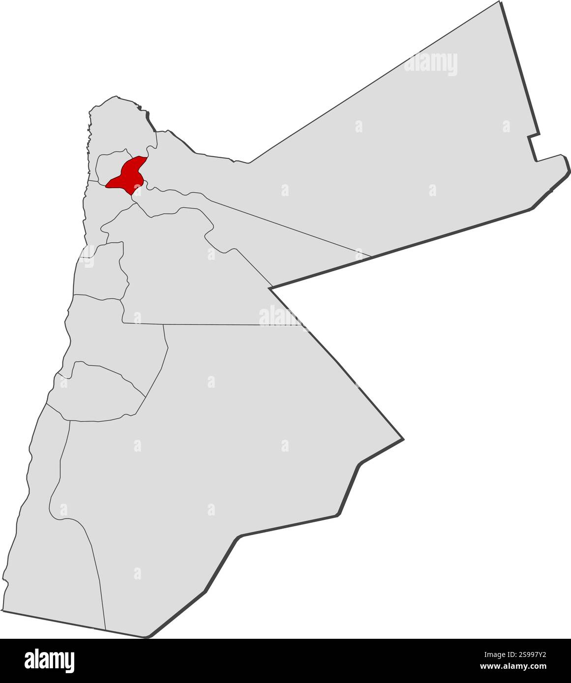 Map of Jordan with the provinces, Jerash is highlighted Stock Vector ...