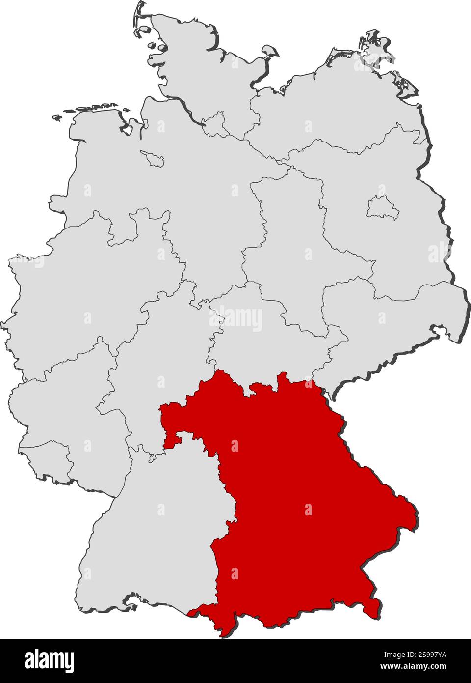 Map of Germany with the provinces, Bavaria is highlighted Stock Vector ...