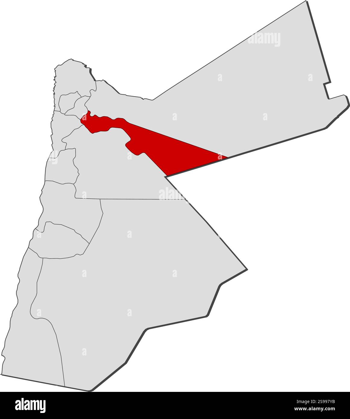 Map of Jordan with the provinces, Zarqa is highlighted Stock Vector ...