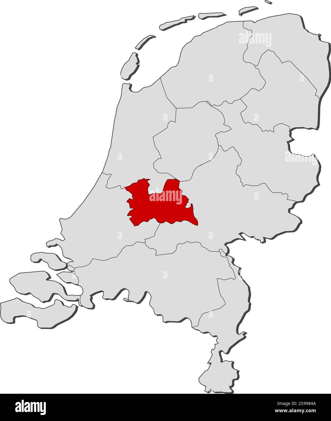 Map of Netherlands with the provinces, Utrecht is highlighted Stock ...