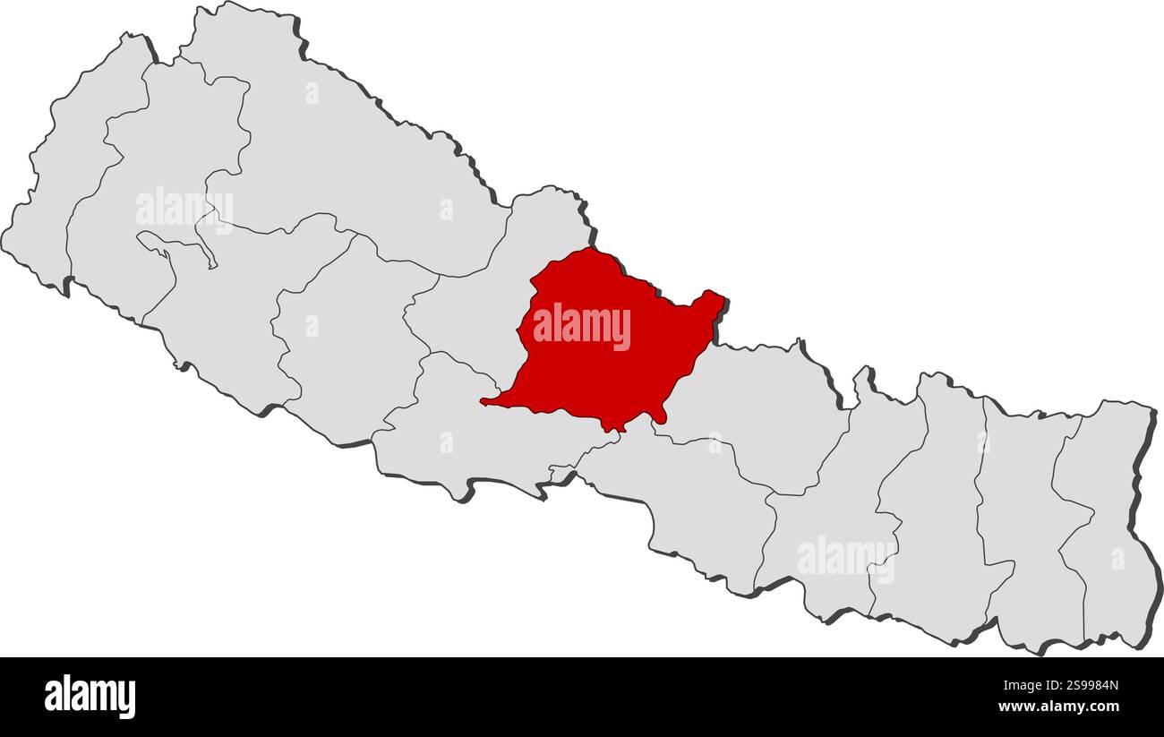 Map of Nepal with the provinces, Gandaki is highlighted Stock Vector ...