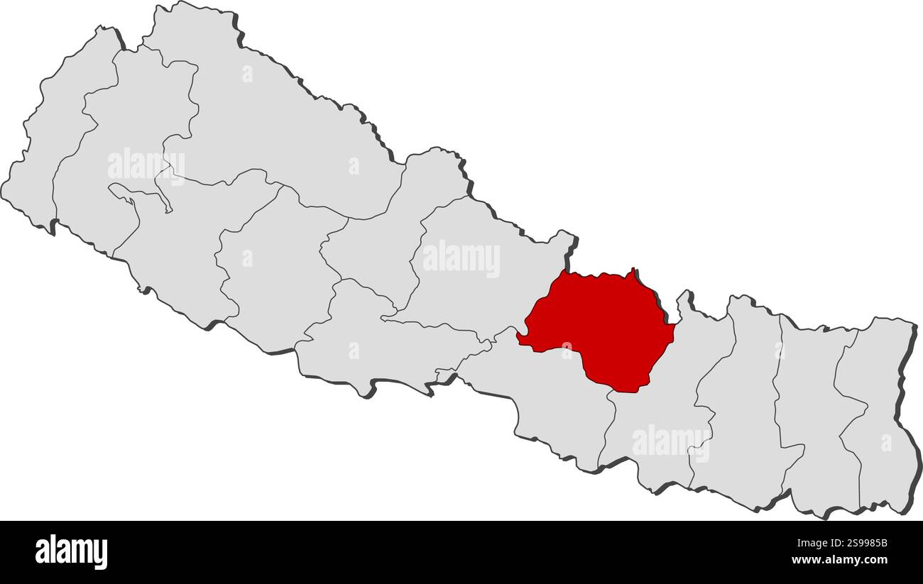 Map of Nepal with the provinces, Bagmati is highlighted Stock Vector ...