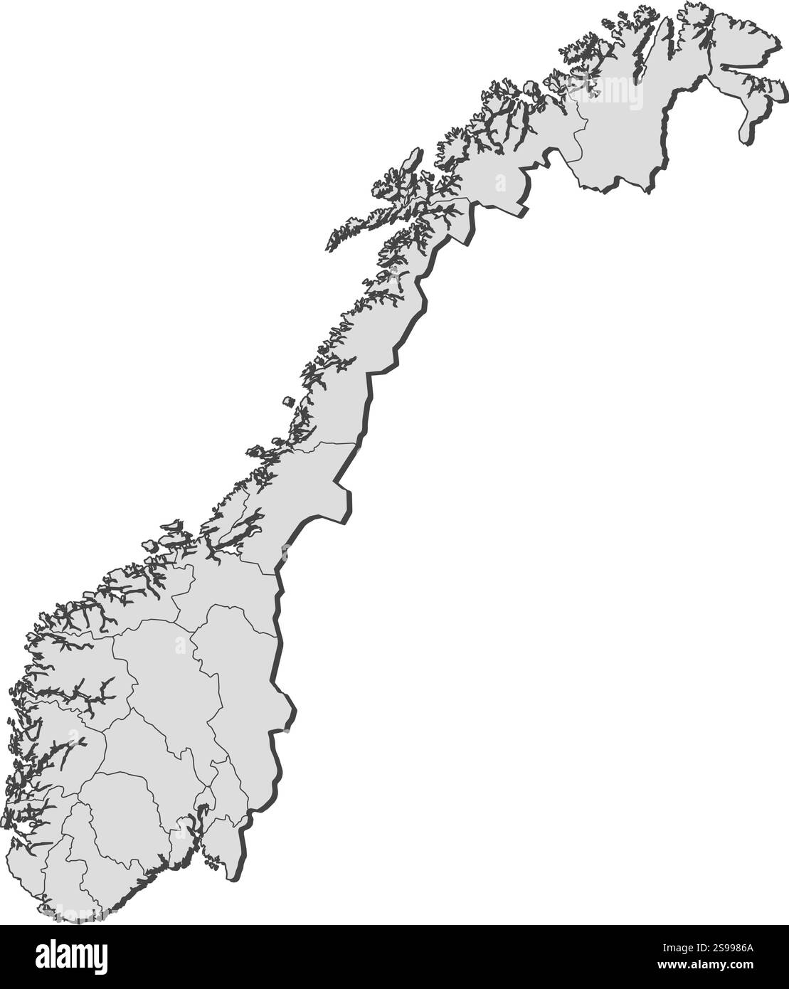 Map of Norway with the provinces Stock Vector Image & Art - Alamy