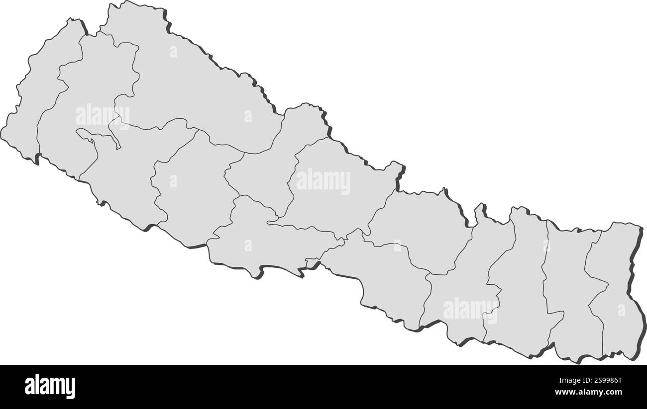 Map of Nepal with the provinces Stock Vector Image & Art - Alamy