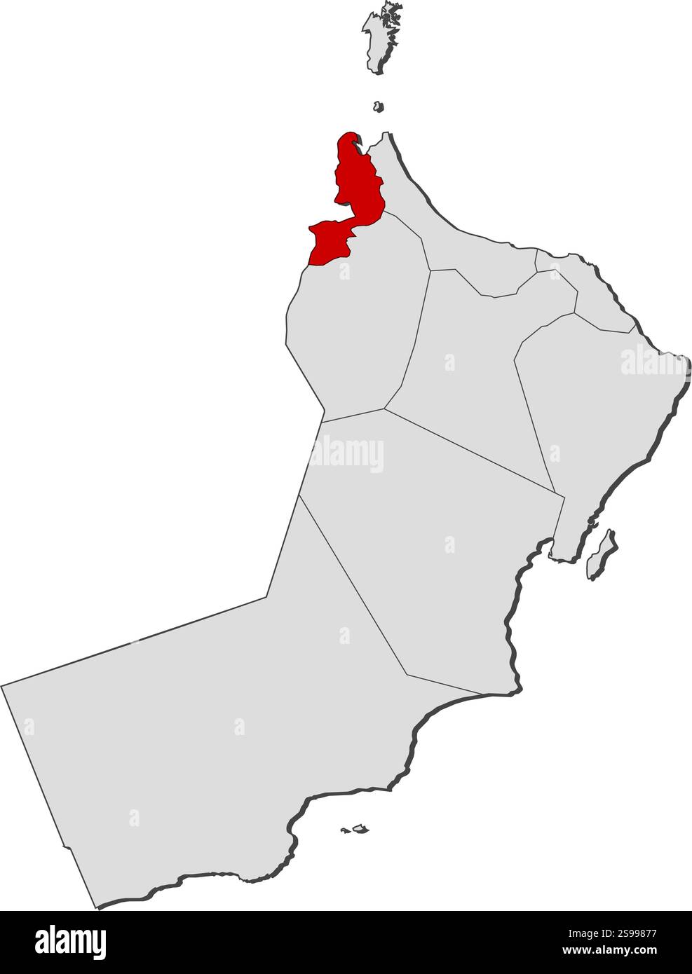 Map of Oman with the provinces, Al Buraimi is highlighted Stock Vector ...
