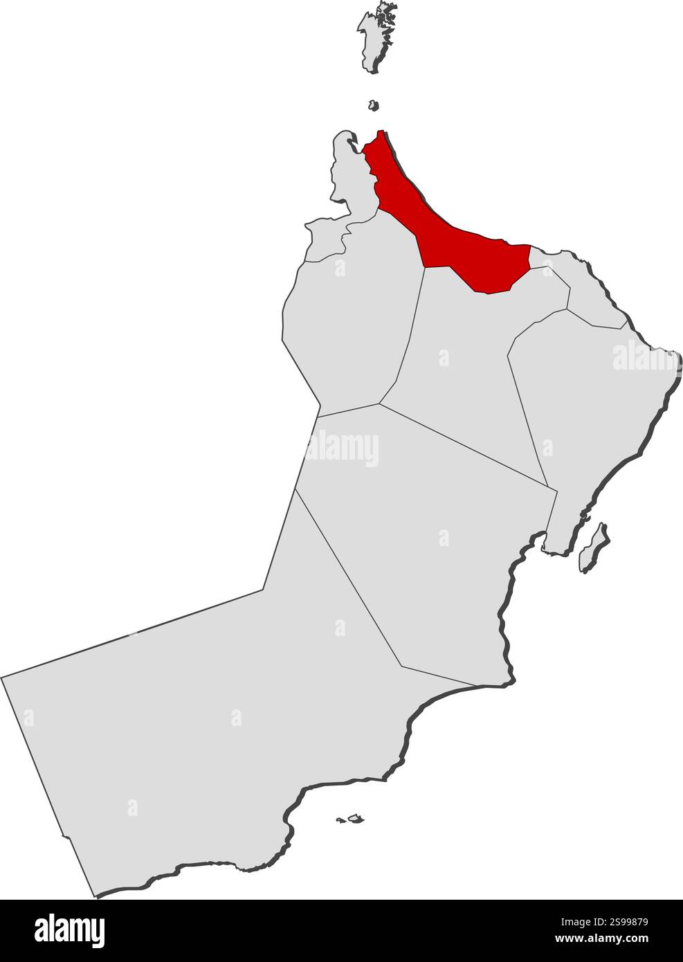 Map of Oman with the provinces, Al Batinah is highlighted Stock Vector Image & Art - Alamy