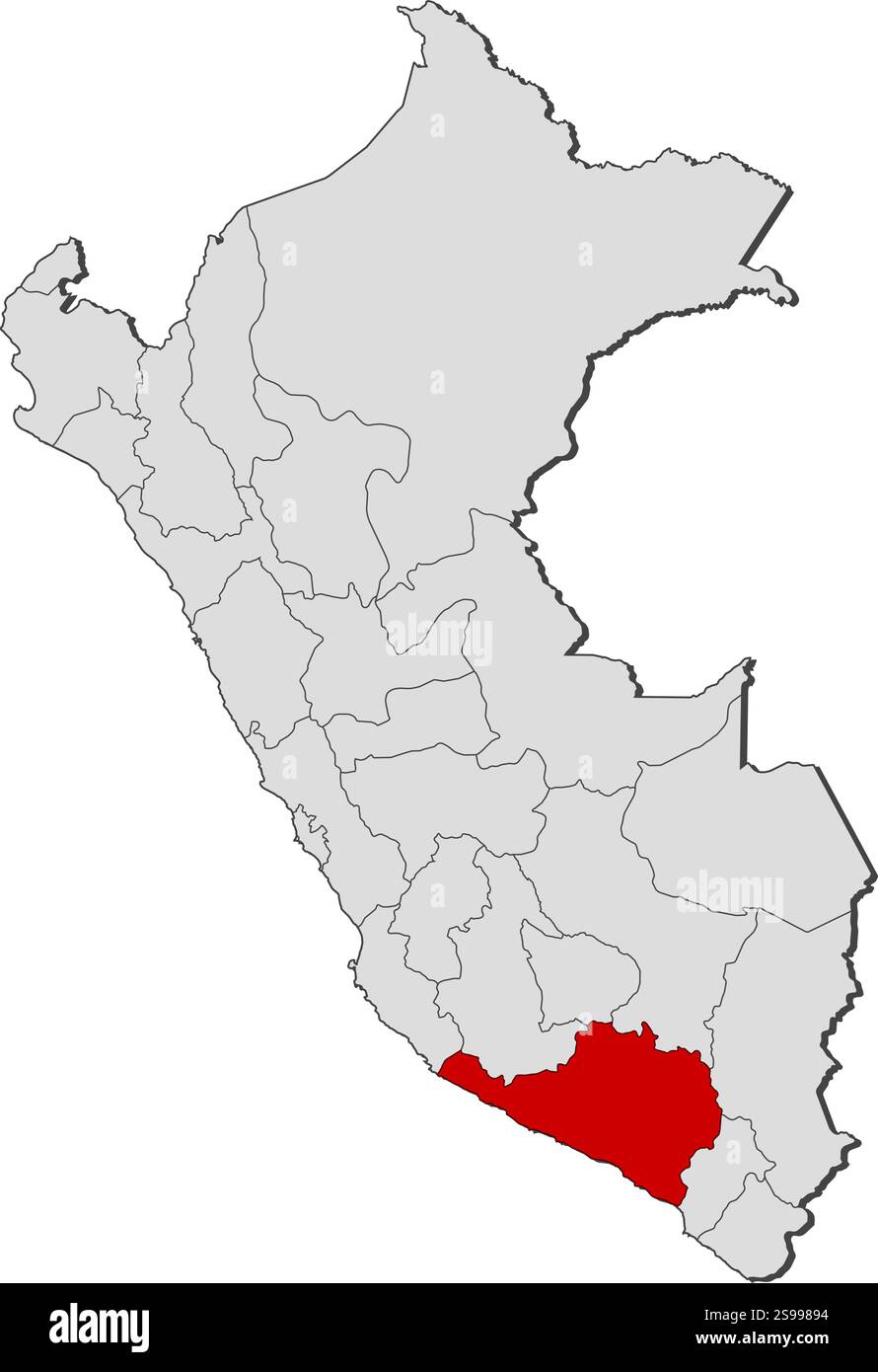 Map of Peru with the provinces, Arequipa is highlighted Stock Vector ...