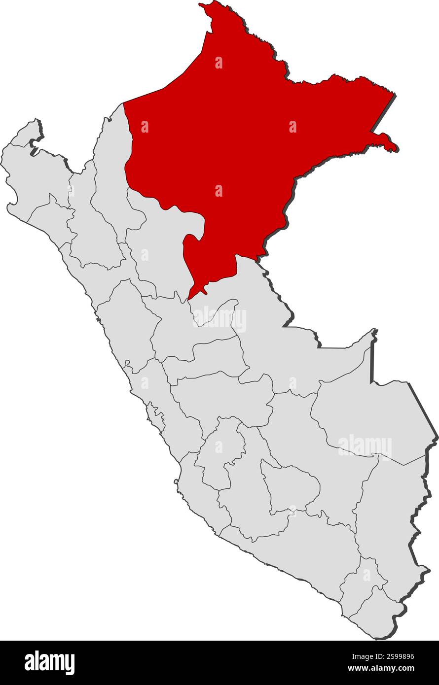 Map of Peru with the provinces, Loreto is highlighted Stock Vector ...