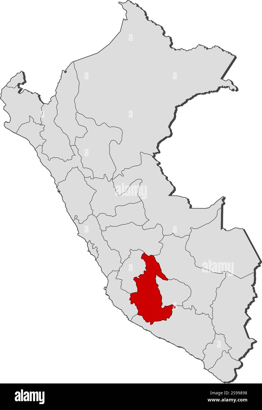 Map of Peru with the provinces, Ayacucho is highlighted Stock Vector ...