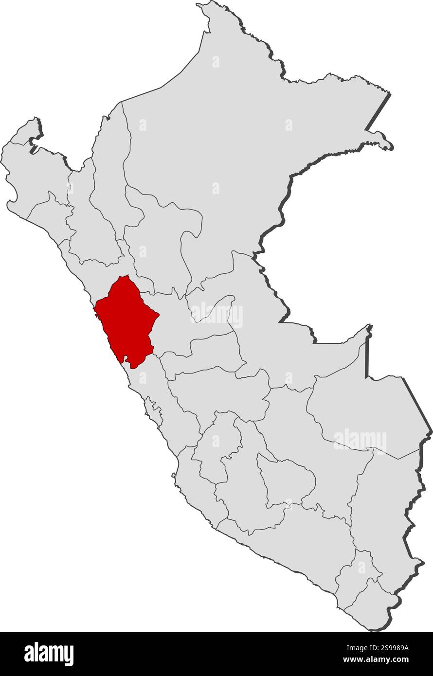 Map of Peru with the provinces, Ancash is highlighted Stock Vector ...