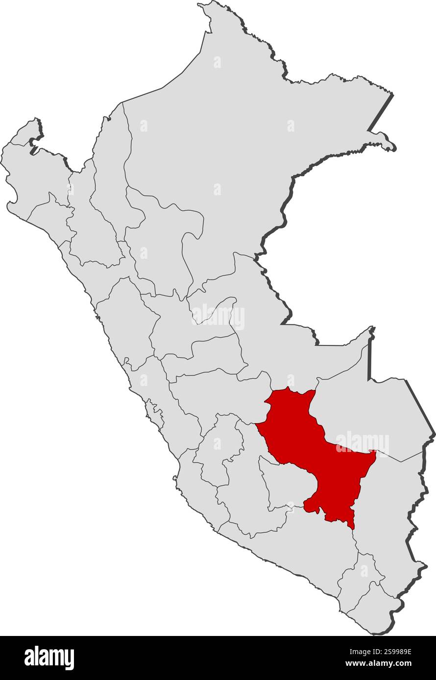 Map of Peru with the provinces, Cusco is highlighted Stock Vector Image ...