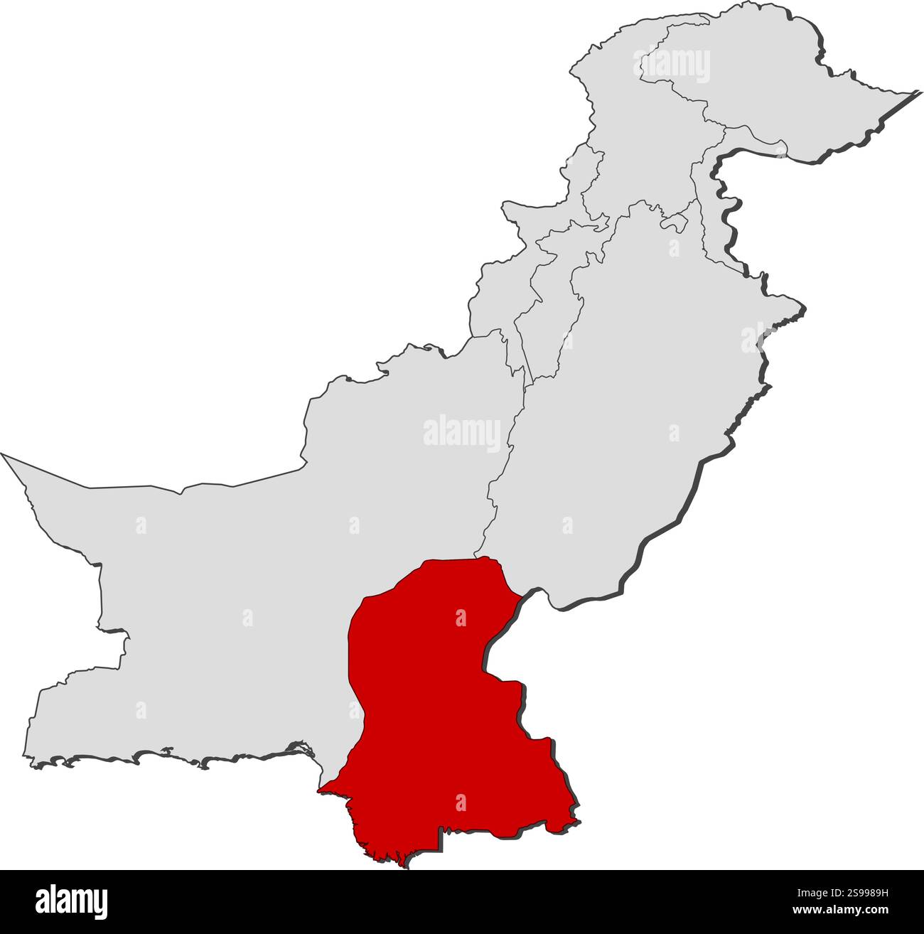 Map of Pakistan with the provinces, Sindh is highlighted Stock Vector ...