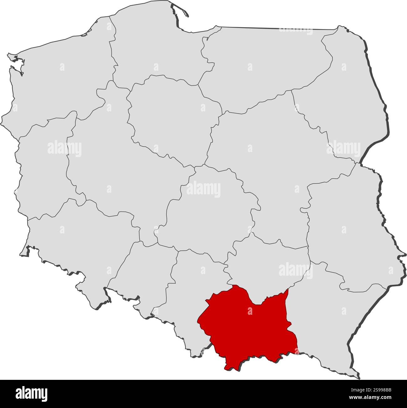 Map of Poland with the provinces, Lesser Poland is highlighted Stock ...
