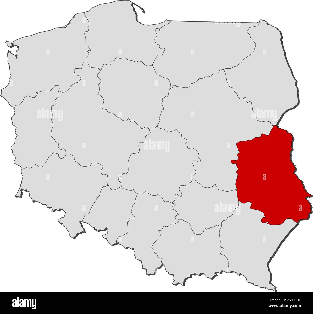 Map of Poland with the provinces, Lublin is highlighted Stock Vector ...
