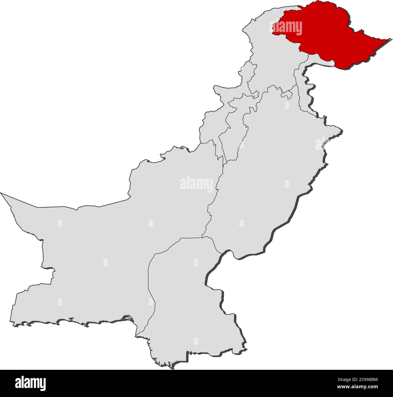 Map of Pakistan with the provinces, Gilgit-Baltistan is highlighted ...