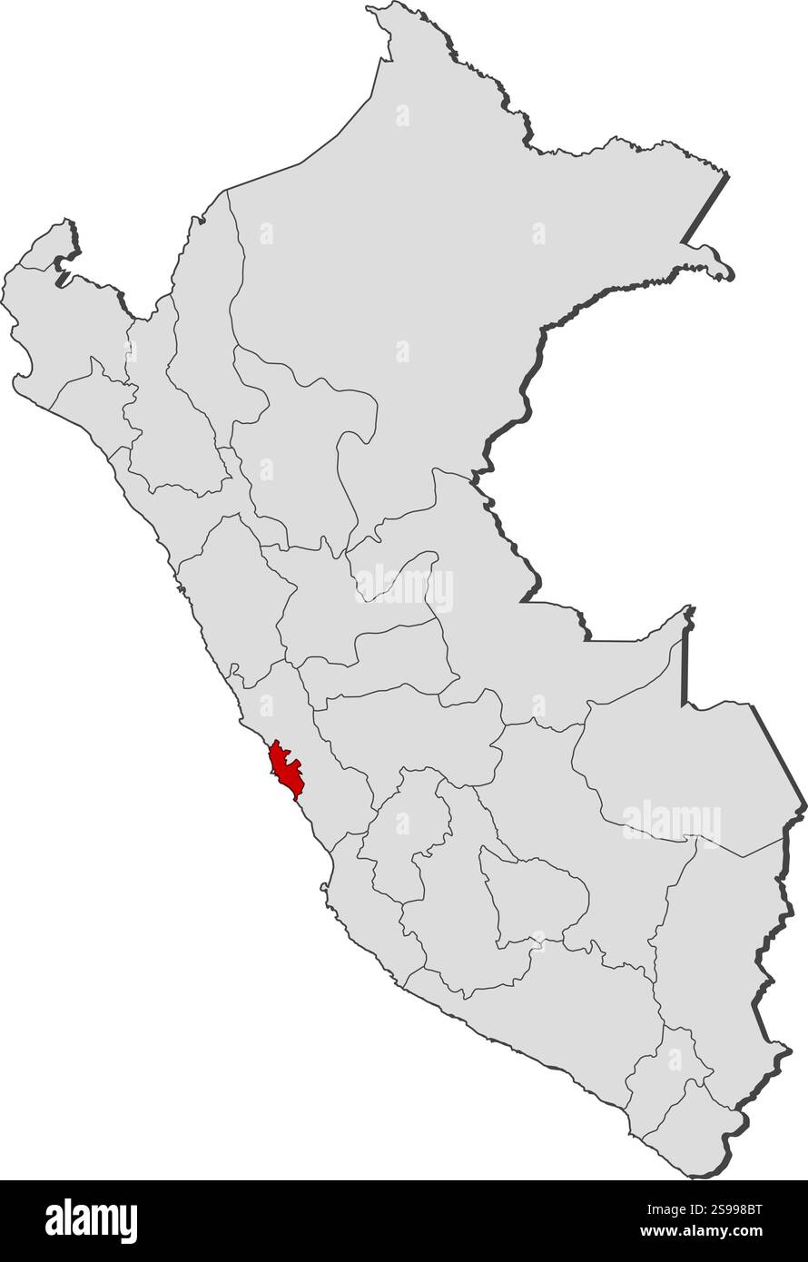 Map of Peru with the provinces, Lima Region is highlighted Stock Vector ...
