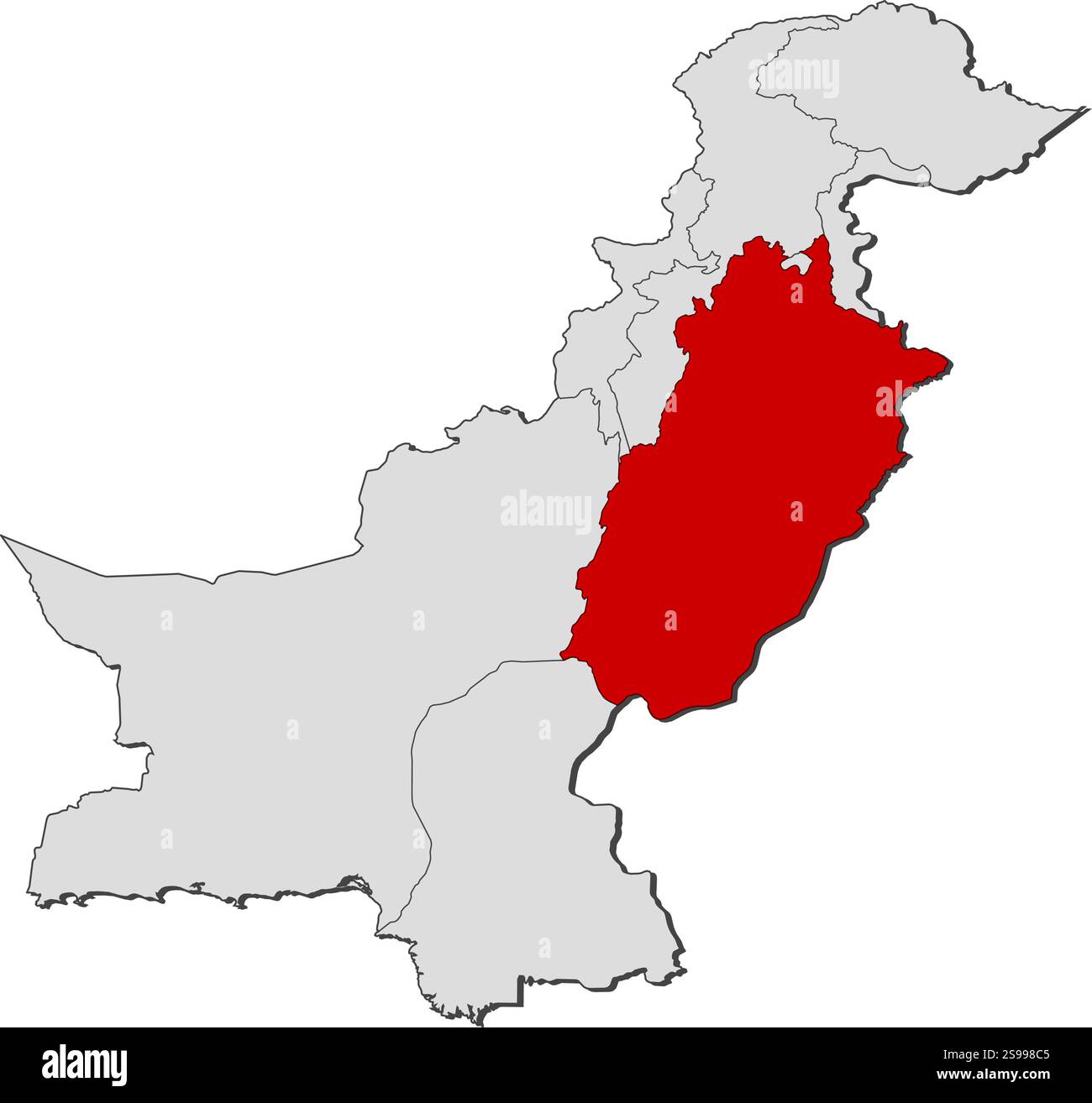 Map of Pakistan with the provinces, Punjab is highlighted Stock Vector ...