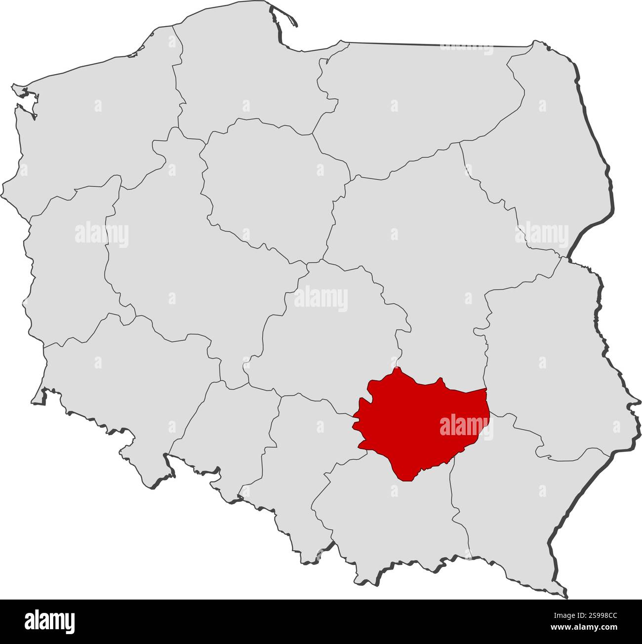Map of Poland with the provinces, Swietokrzyskie is highlighted Stock ...