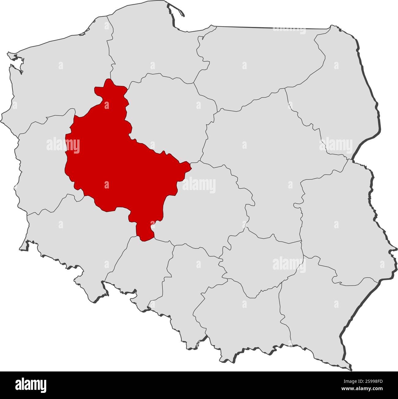 Map of Poland with the provinces, Greater Poland is highlighted Stock ...