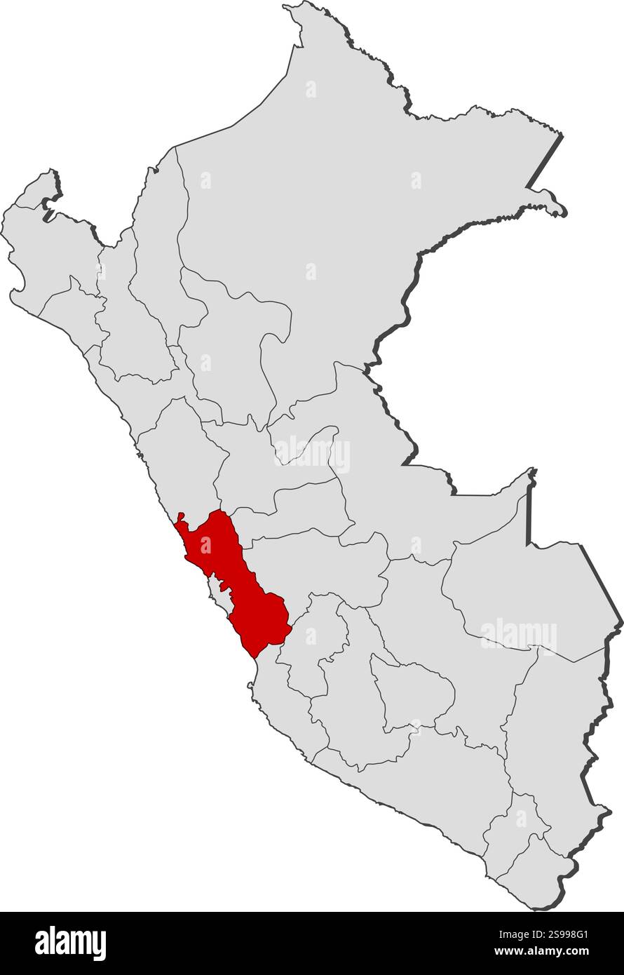 Map of Peru with the provinces, Lima is highlighted Stock Vector Image ...