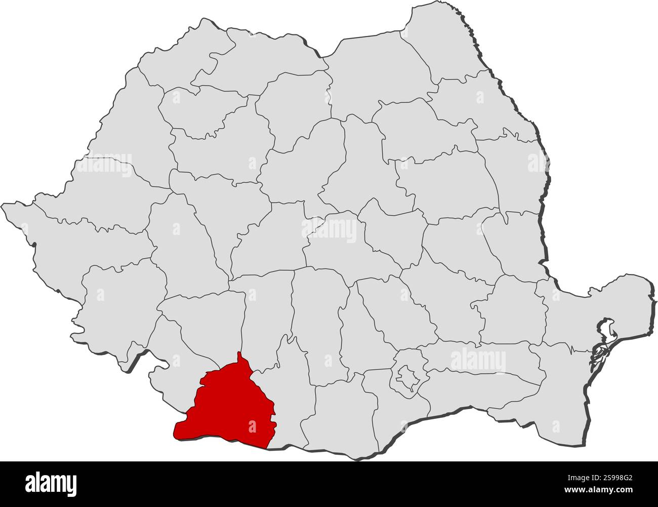 Map of Romania with the provinces, Dolj is highlighted Stock Vector ...