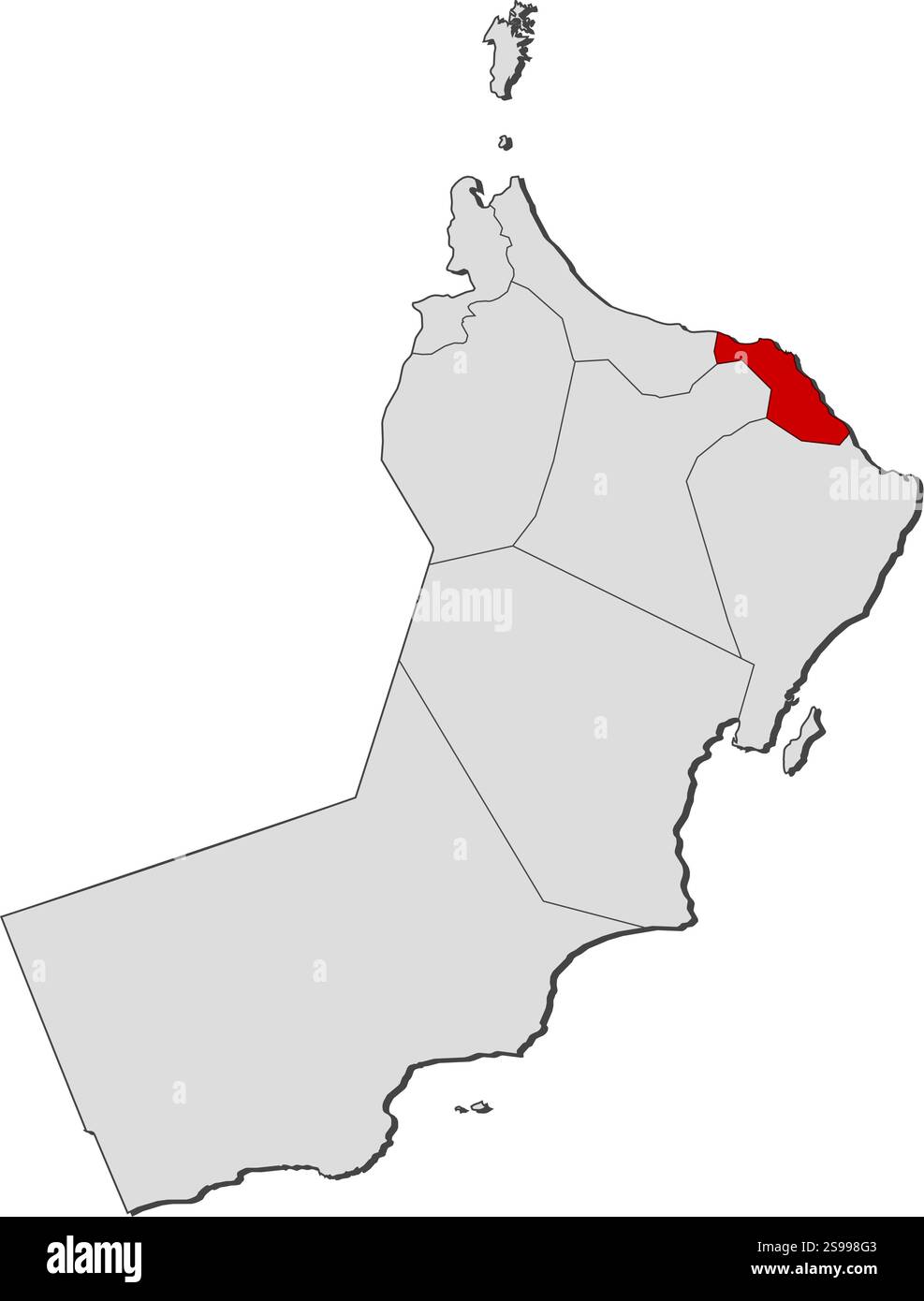 Map of Oman with the provinces, Muscat is highlighted Stock Vector ...