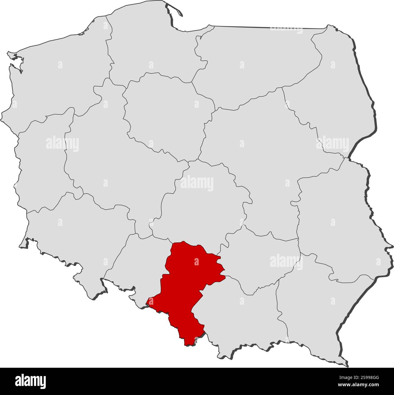 Map of Poland with the provinces, Silesian is highlighted Stock Vector ...