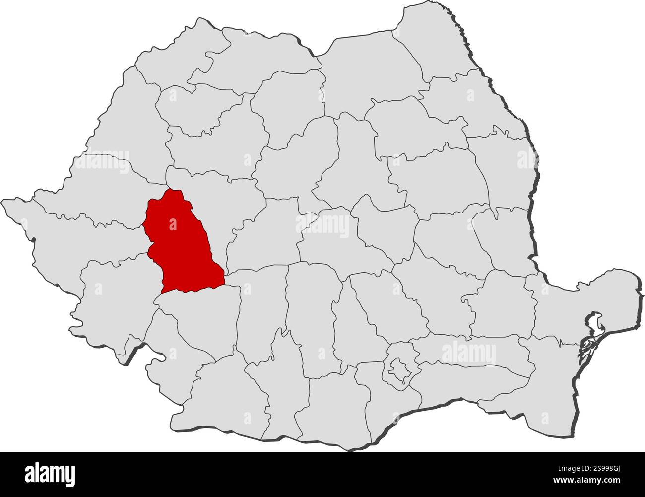 Map of Romania with the provinces, Hunedoara is highlighted Stock ...