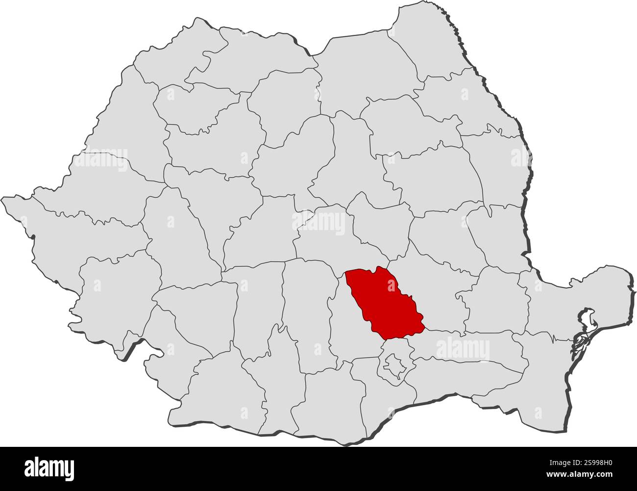 Map of Romania with the provinces, Prahova is highlighted Stock Vector ...