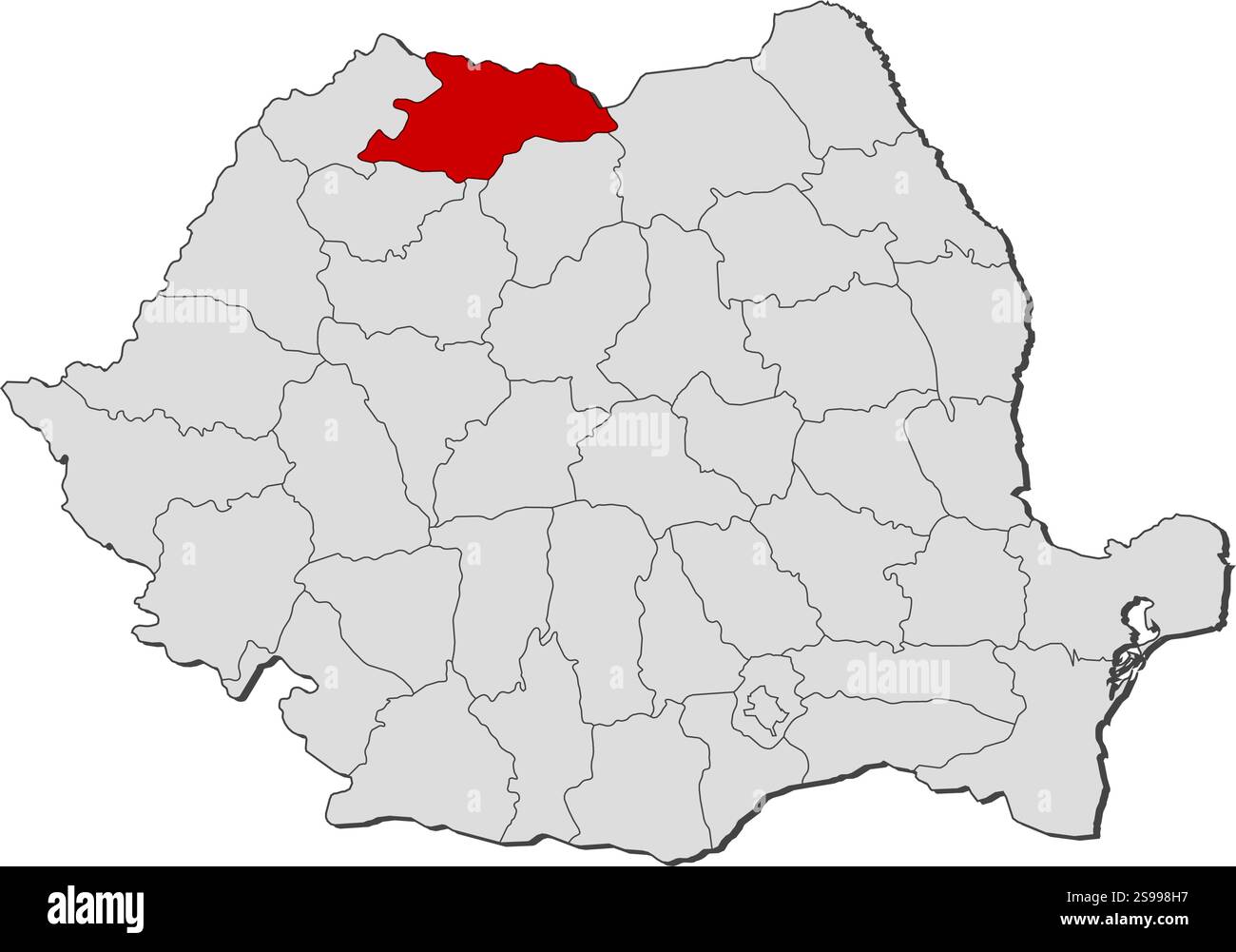 Map of Romania with the provinces, Maramures is highlighted Stock ...