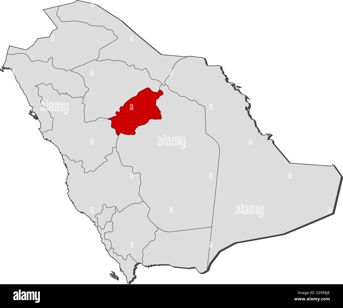 Map of Saudi Arabia with the provinces, Al-Qassim is highlighted Stock ...