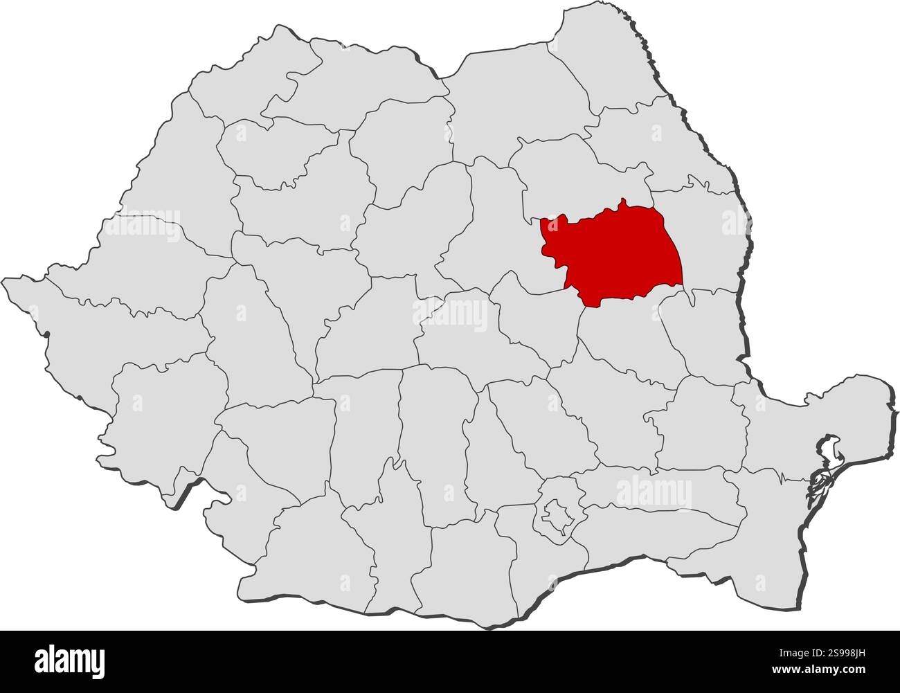 Map of Romania with the provinces, Bacau is highlighted Stock Vector ...