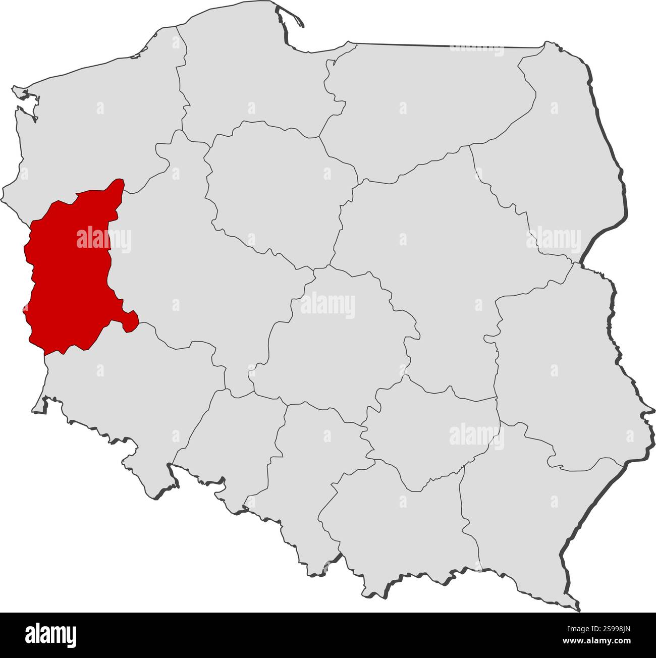 Map of Poland with the provinces, Lubusz is highlighted Stock Vector ...