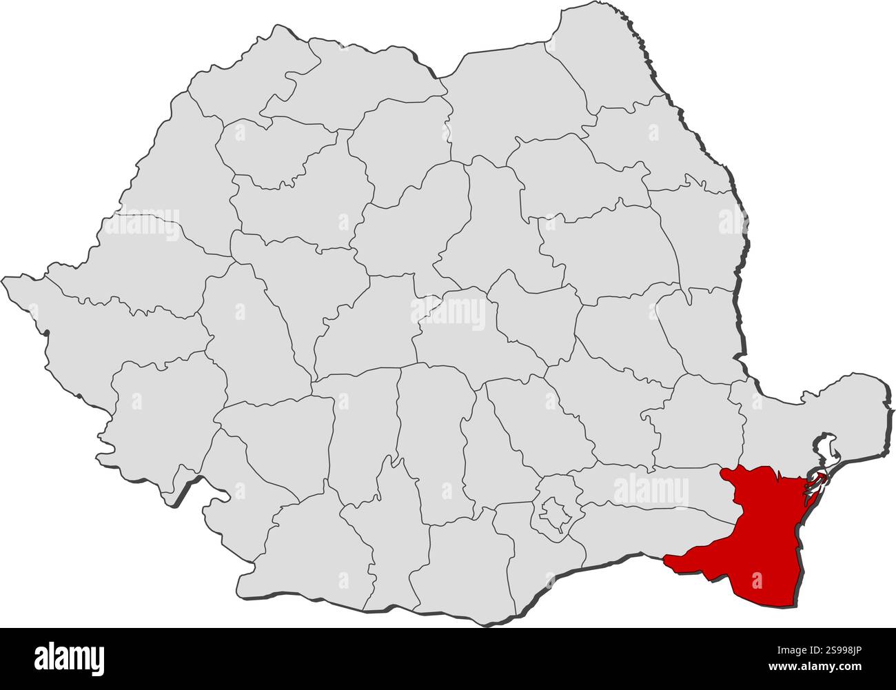 Map of Romania with the provinces, Constanta is highlighted Stock ...