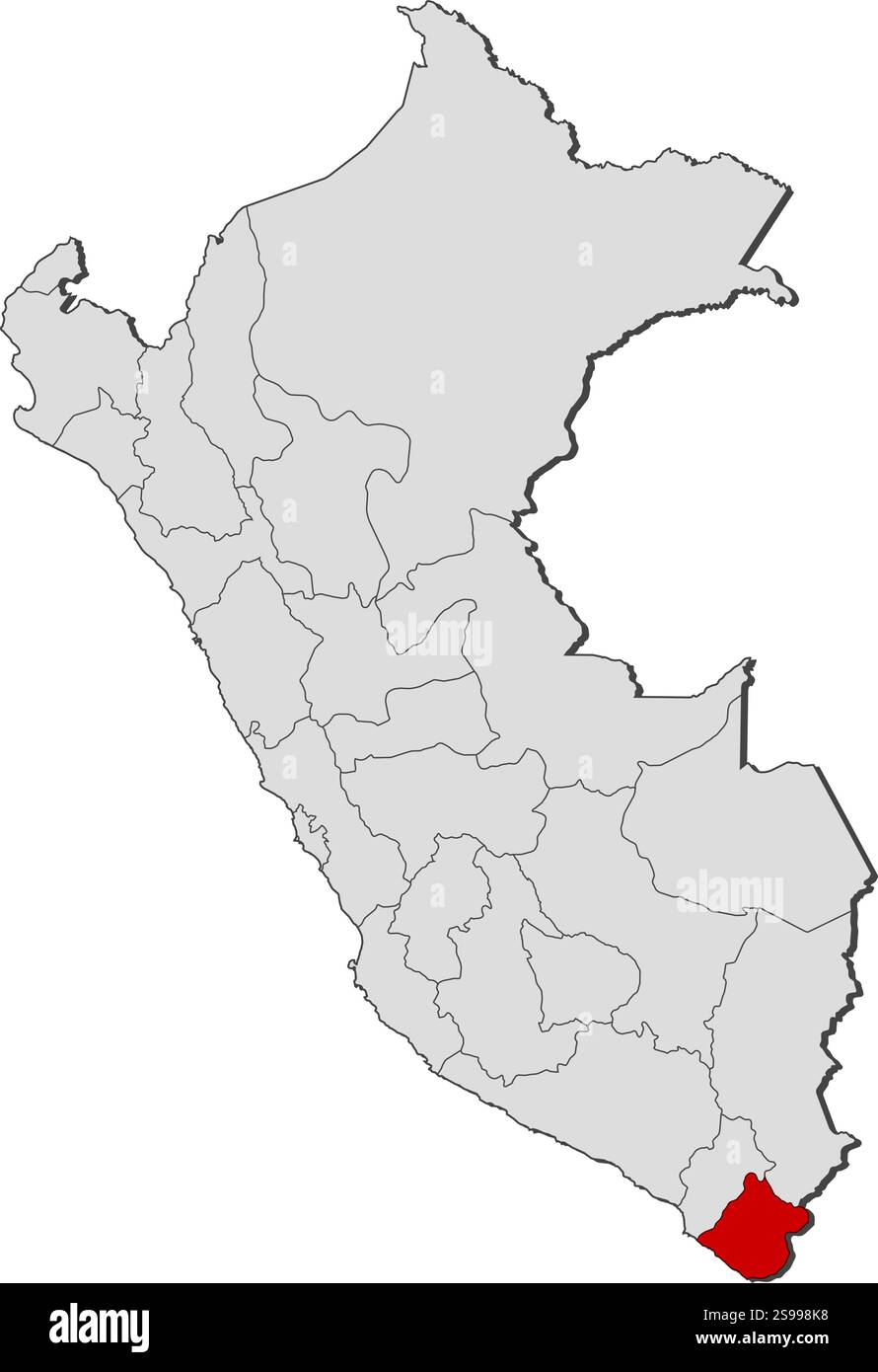 Map of Peru with the provinces, Tacna is highlighted Stock Vector Image ...
