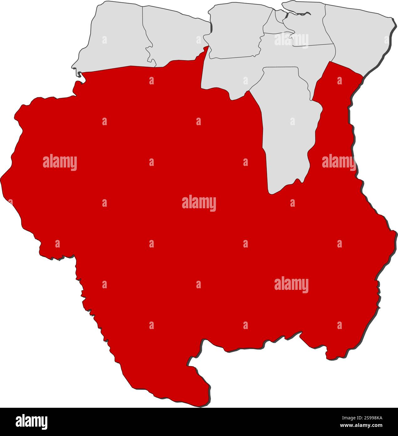 Map of Suriname with the provinces, Sipaliwini is highlighted Stock ...