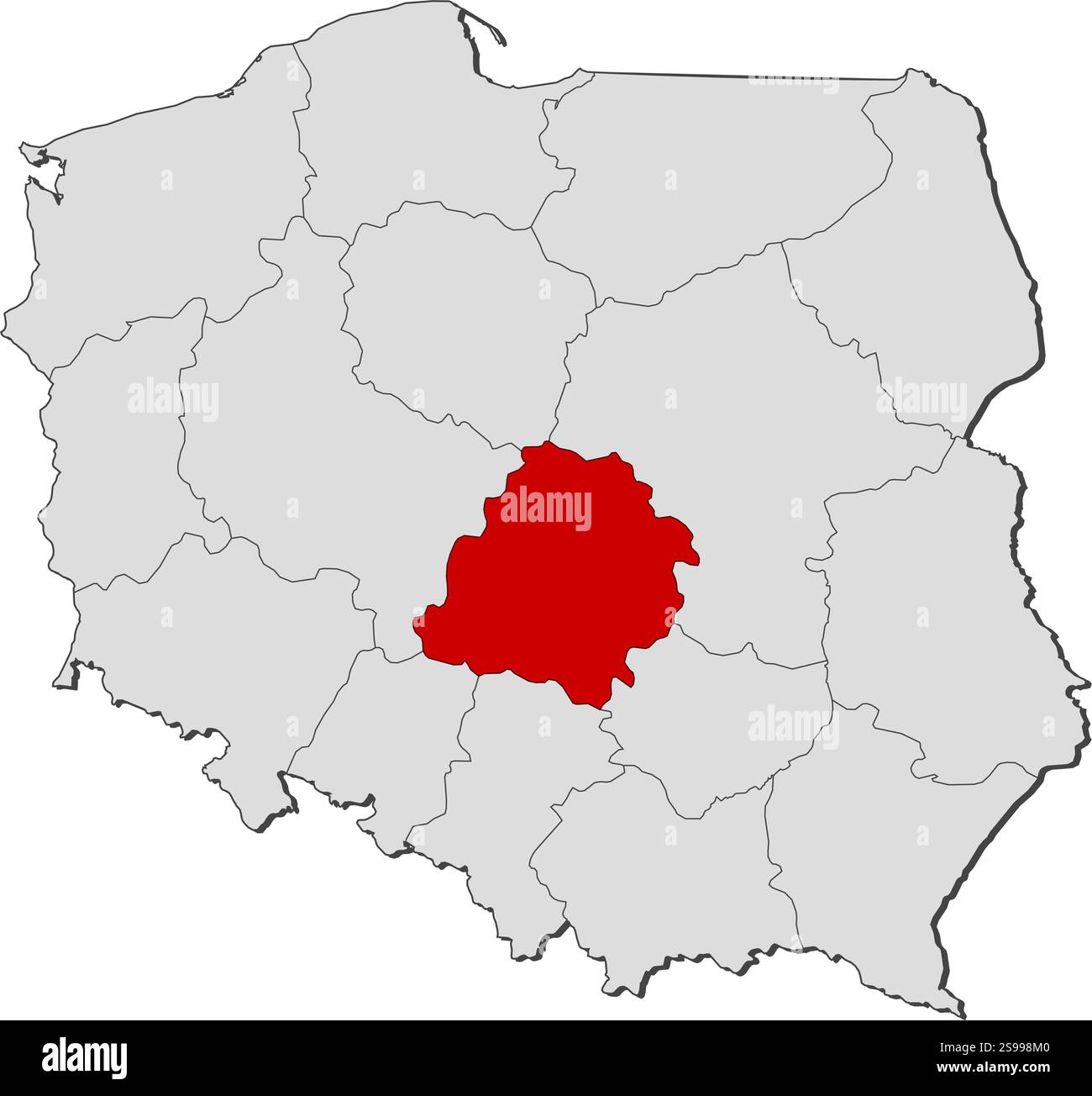 Map of Poland with the provinces, Lódz is highlighted Stock Vector ...
