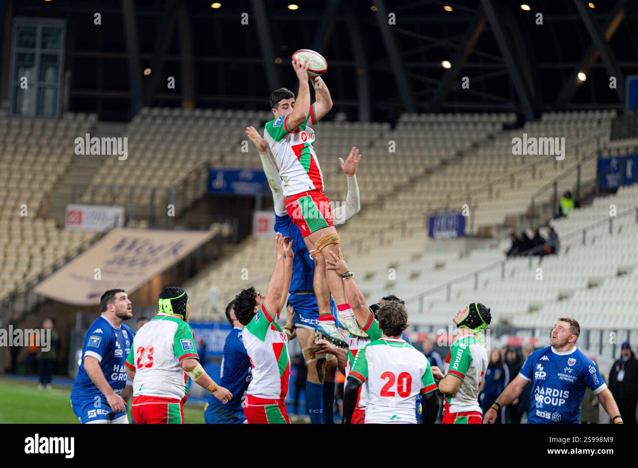 Biarritz Team in action during 2nd Division French Rugby Championship ...