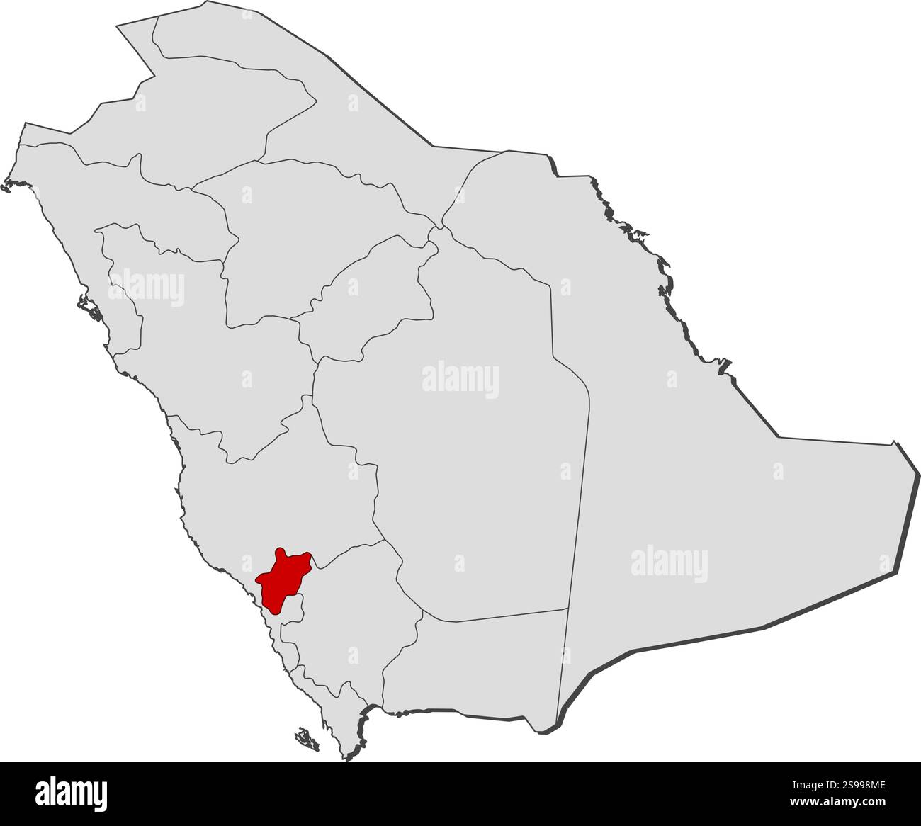 Map of Saudi Arabia with the provinces, Al-Bahah is highlighted Stock ...