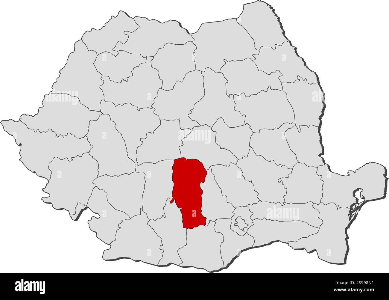 Map of Romania with the provinces, Arges is highlighted Stock Vector ...