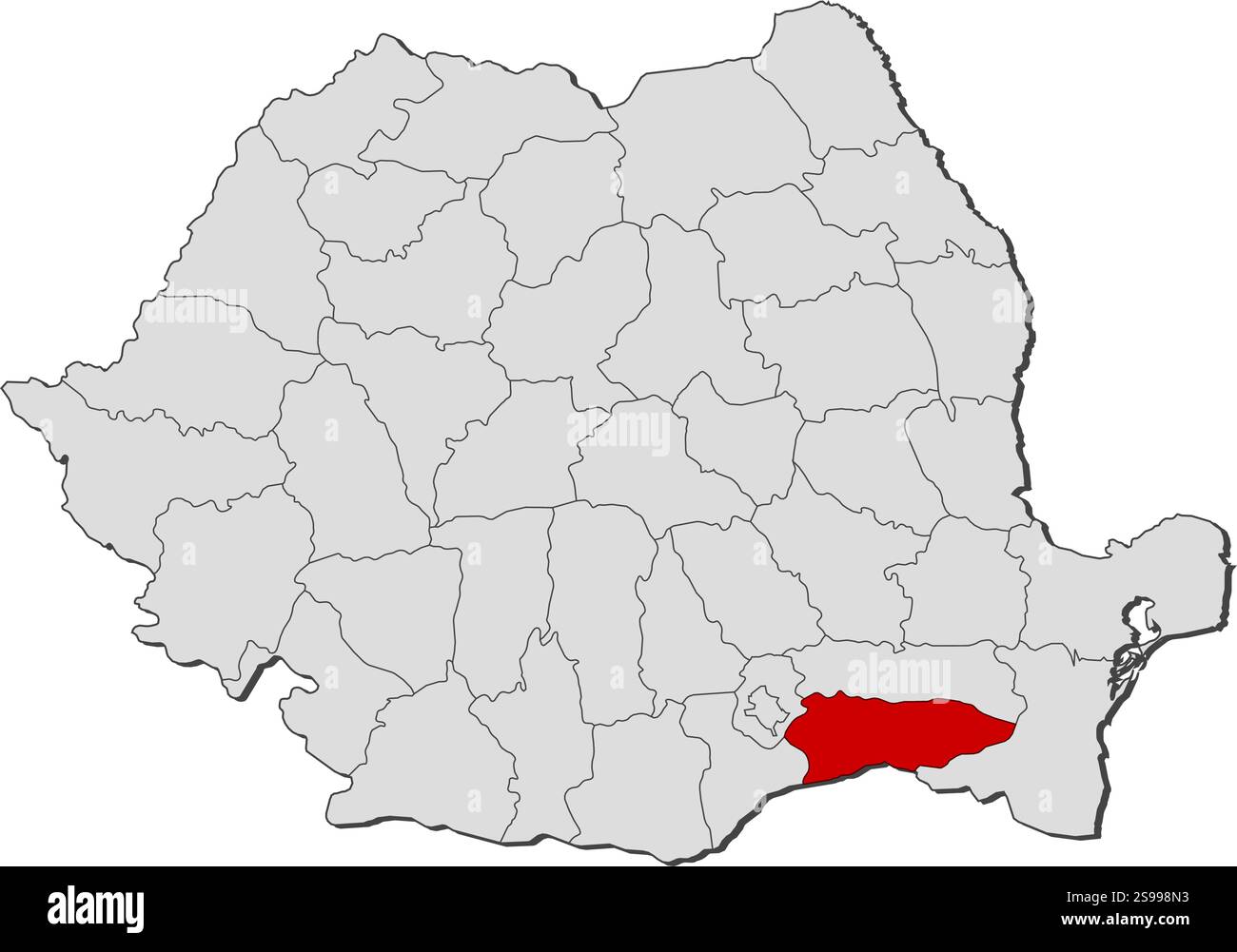 Map of Romania with the provinces, Calarasi is highlighted Stock Vector ...