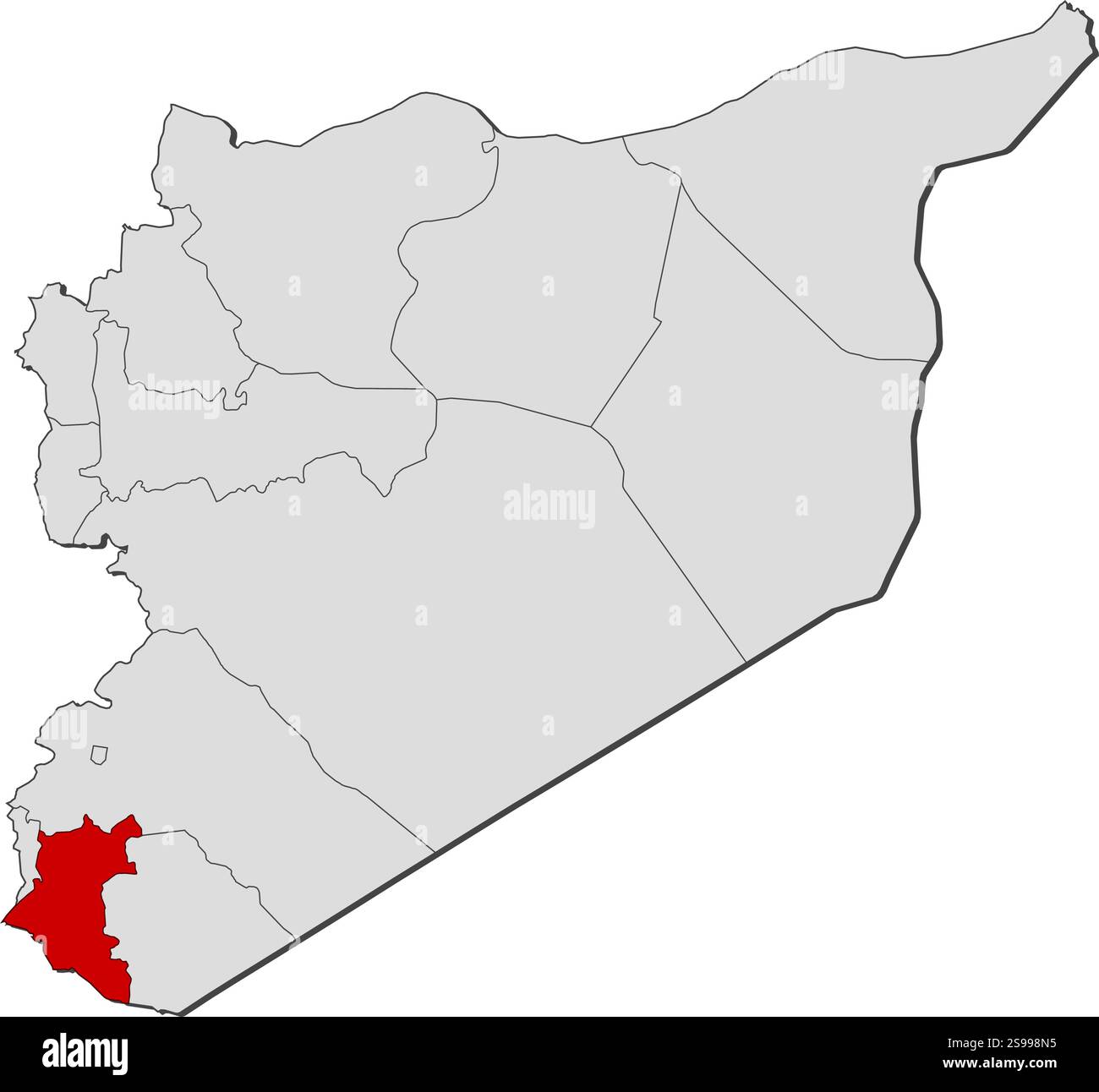 Map of Syria with the provinces, Daraa is highlighted Stock Vector ...