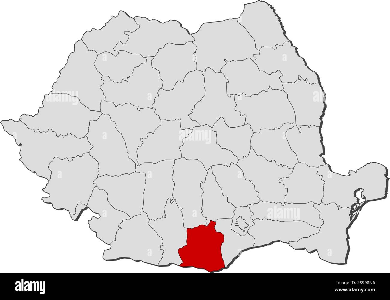 Map of Romania with the provinces, Teleorman is highlighted Stock ...