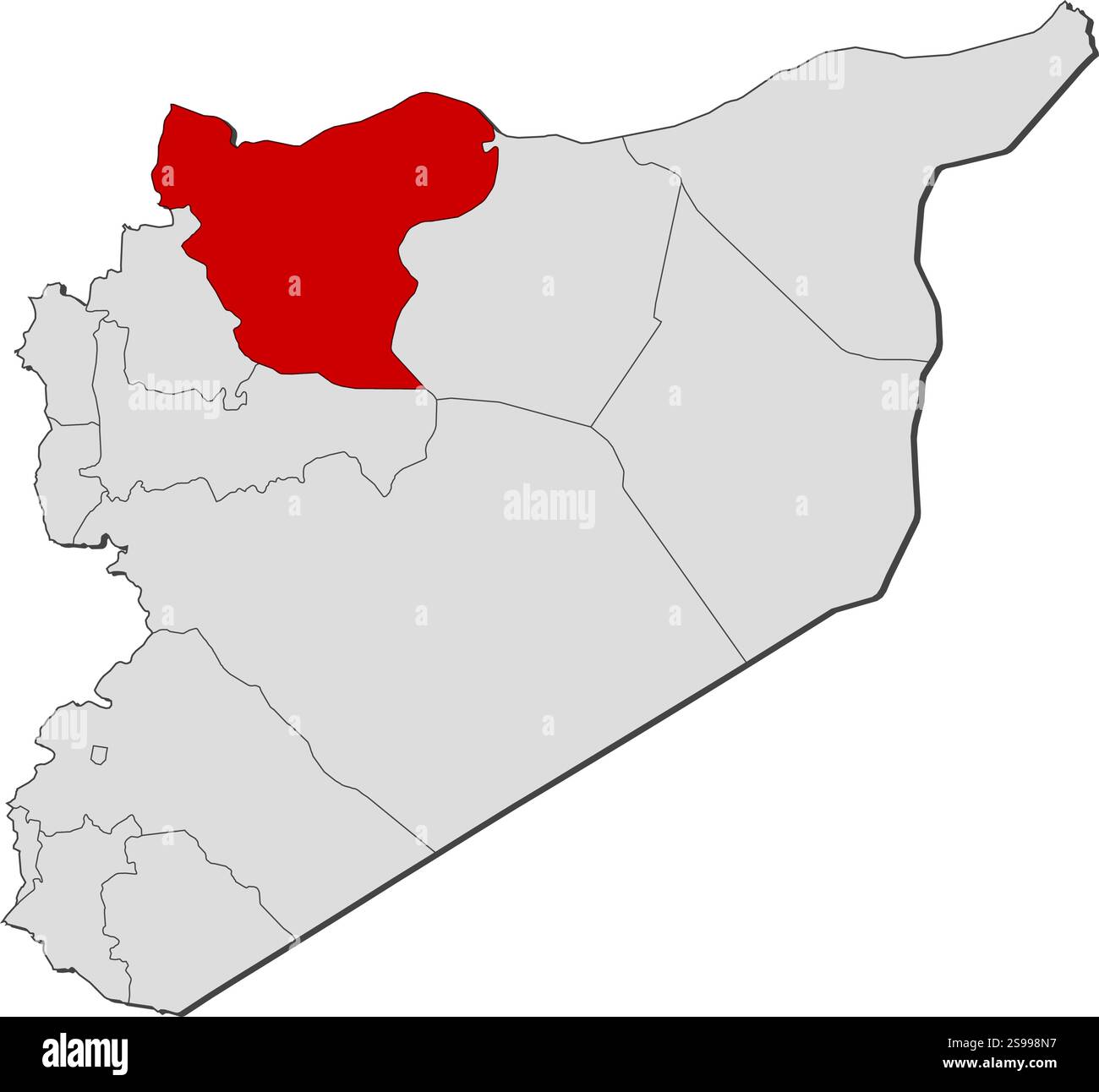 Map of Syria with the provinces, Aleppo is highlighted Stock Vector ...
