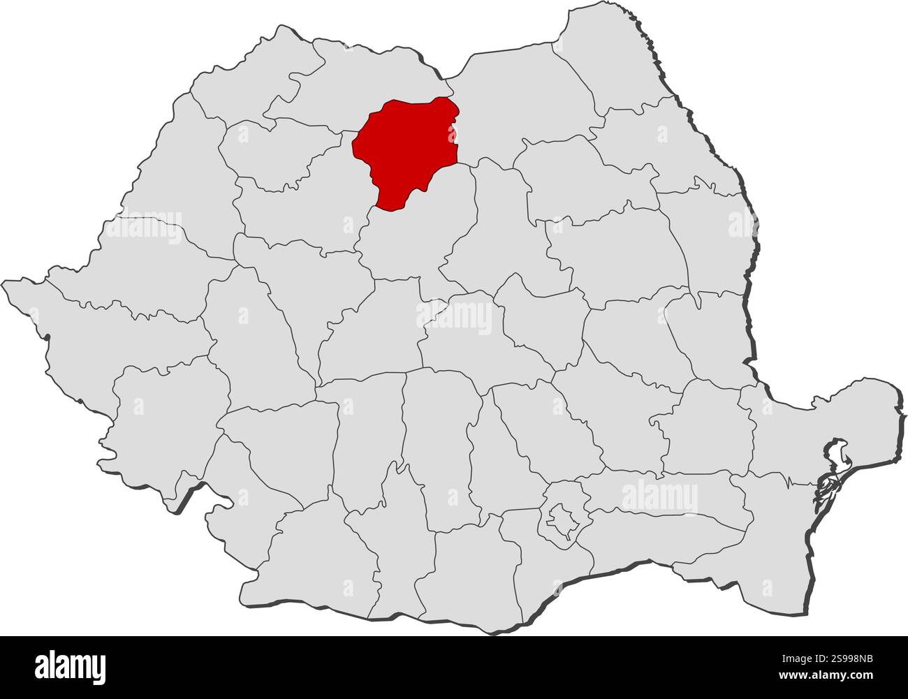 Map of Romania with the provinces, Bistrita-Nasaud is highlighted Stock ...