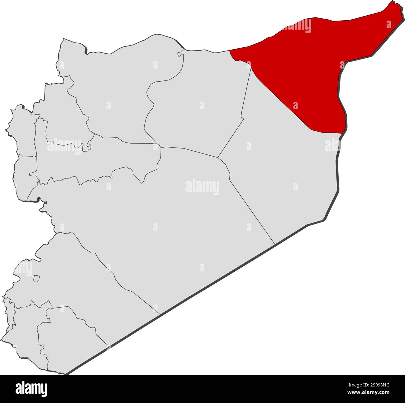 Map of Syria with the provinces, Al-Hasakah is highlighted Stock Vector ...